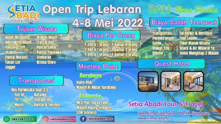 Open Trip Lebaran Bali Nusa Penida 2022 - Setia Abadi